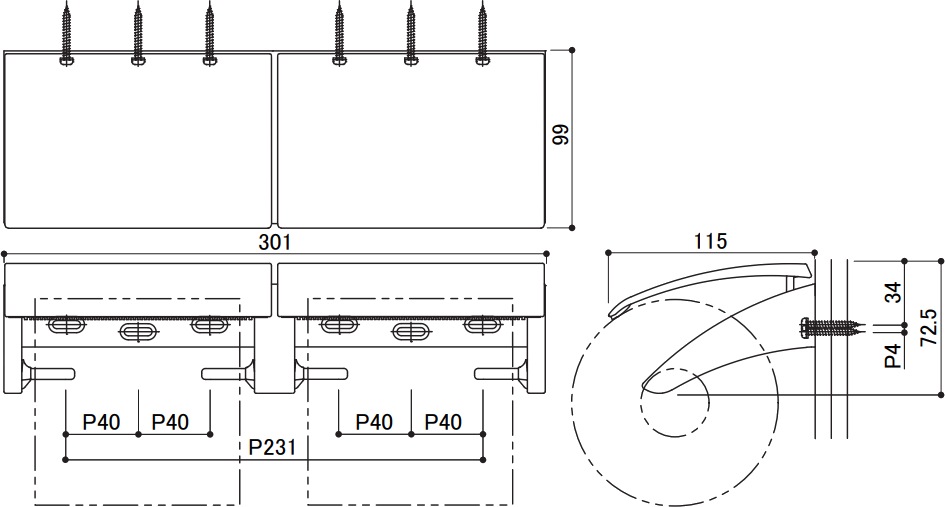 カワジュン 【SC-60M-XC】 ダブルペーパーホルダー SC-60 Series クローム KAWAJUN